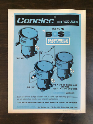 Vintage 1970 Conelec Boss Electric Fuel Pumps Full Page Original Ad ...