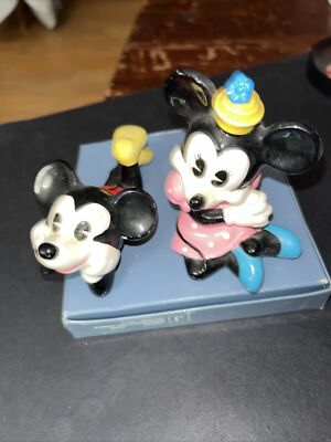 Vintage Disney Ceramic Mickey And Minnie Mouse Figurine Setb2.75” H ...