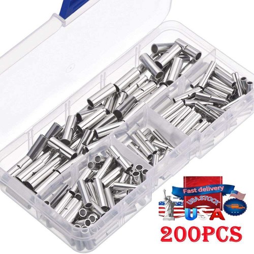 200Pcs Copper Bare Wire Splice Terminals Ferrule Butt Crimp Connectors ...