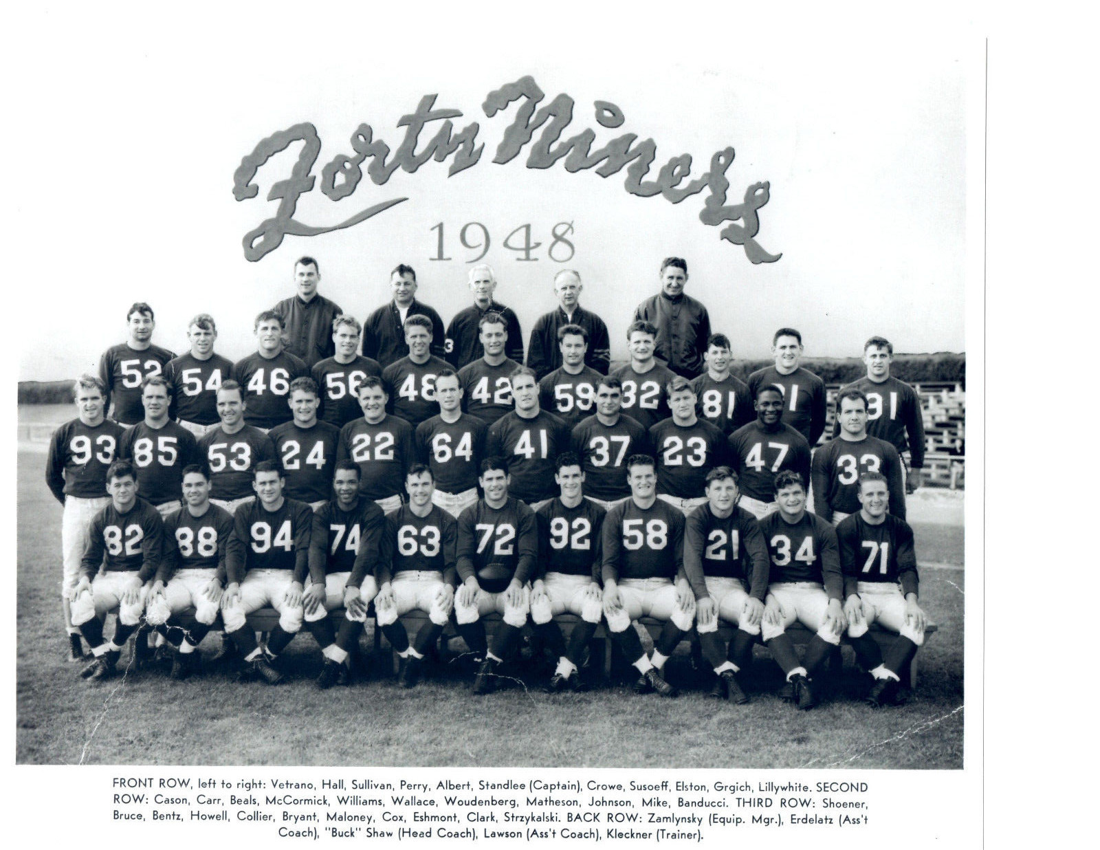 1948 SAN FRANCISCO FORTY NINERS 8X10 TEAM PHOTO FOOTBALL CALIFORNIA NFL ...