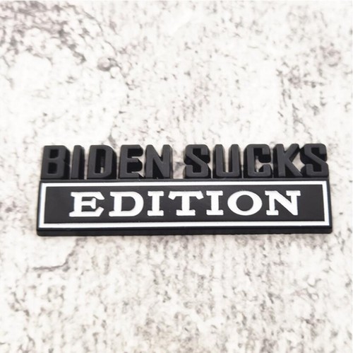 2PCS Metal leaf board car Emblem BIDEN SUCKS badge Car Rear bumper ...