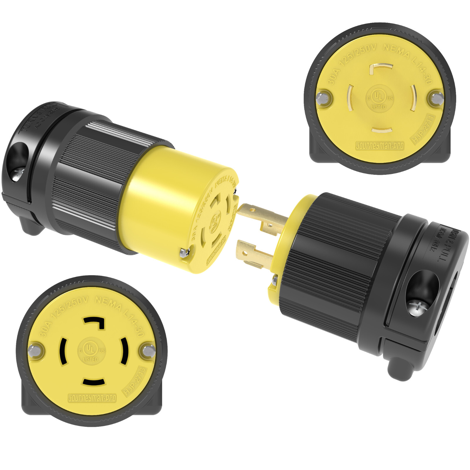 NEMA L14-30 Plug and Connector Set Industrial Grade 30 Amp 250 V L1430P ...