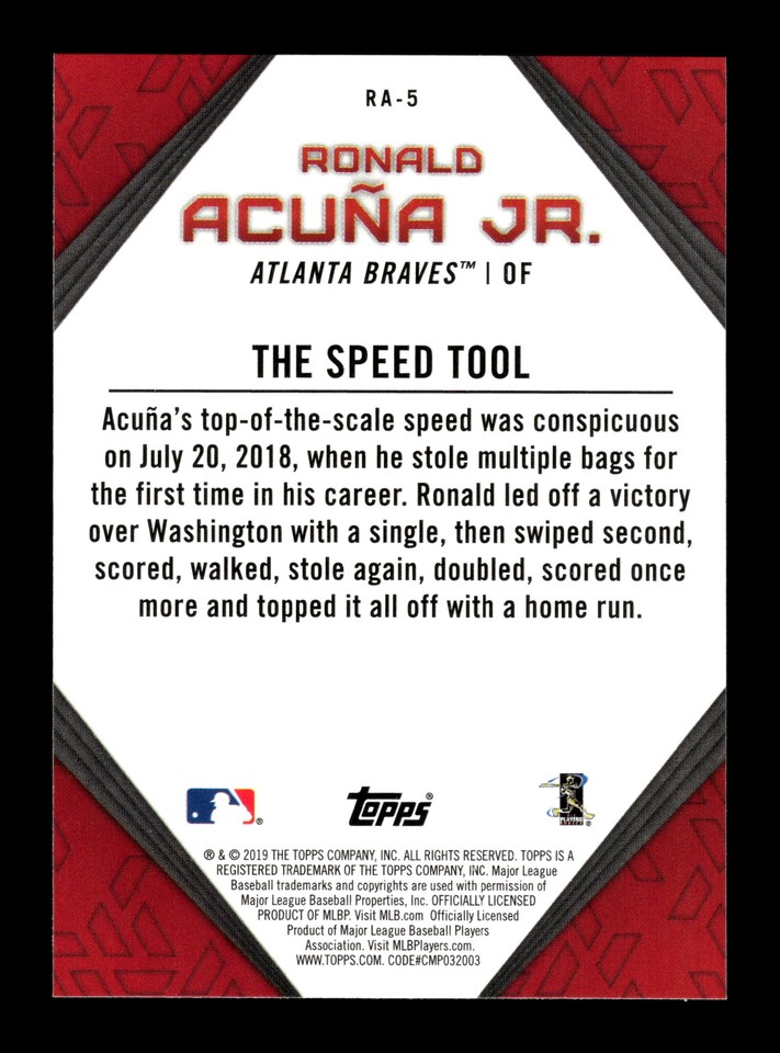 Ronald Acuna Jr. 2019 Topps MLB #RA-5 The Speed Tool Highlights Braves ...