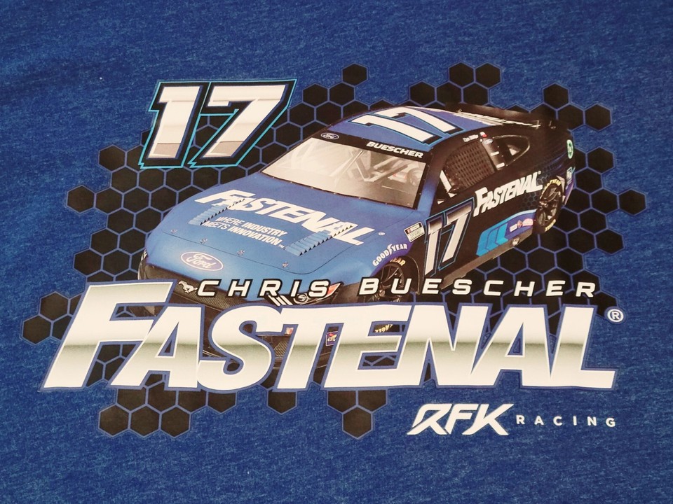 Chris Buescher #17 Fastenal RFK Racing NASCAR Ford Mustang blue t-shirt ...