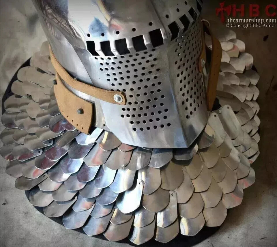 Medieval 16 Gauge Steel Bascinet Helmet Buhurt Armor larp SCA Helmet ...
