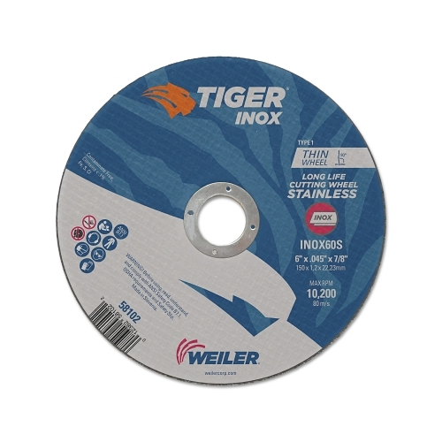 Weiler Tiger® Inox Thin Cutting Wheel, 6 Inches Dia, .045 Inches Thick ...