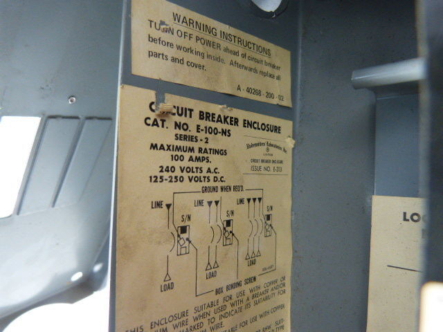 Square D E-100-NS Enclosed Circuit Breaker 100A 240VAC Series 2 USED | eBay