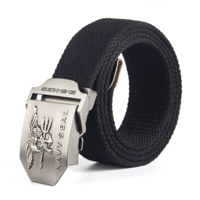 Men's Belt Navy Seal Metal Smooth Buckle Striped Belt Male Eagle Alloy ...