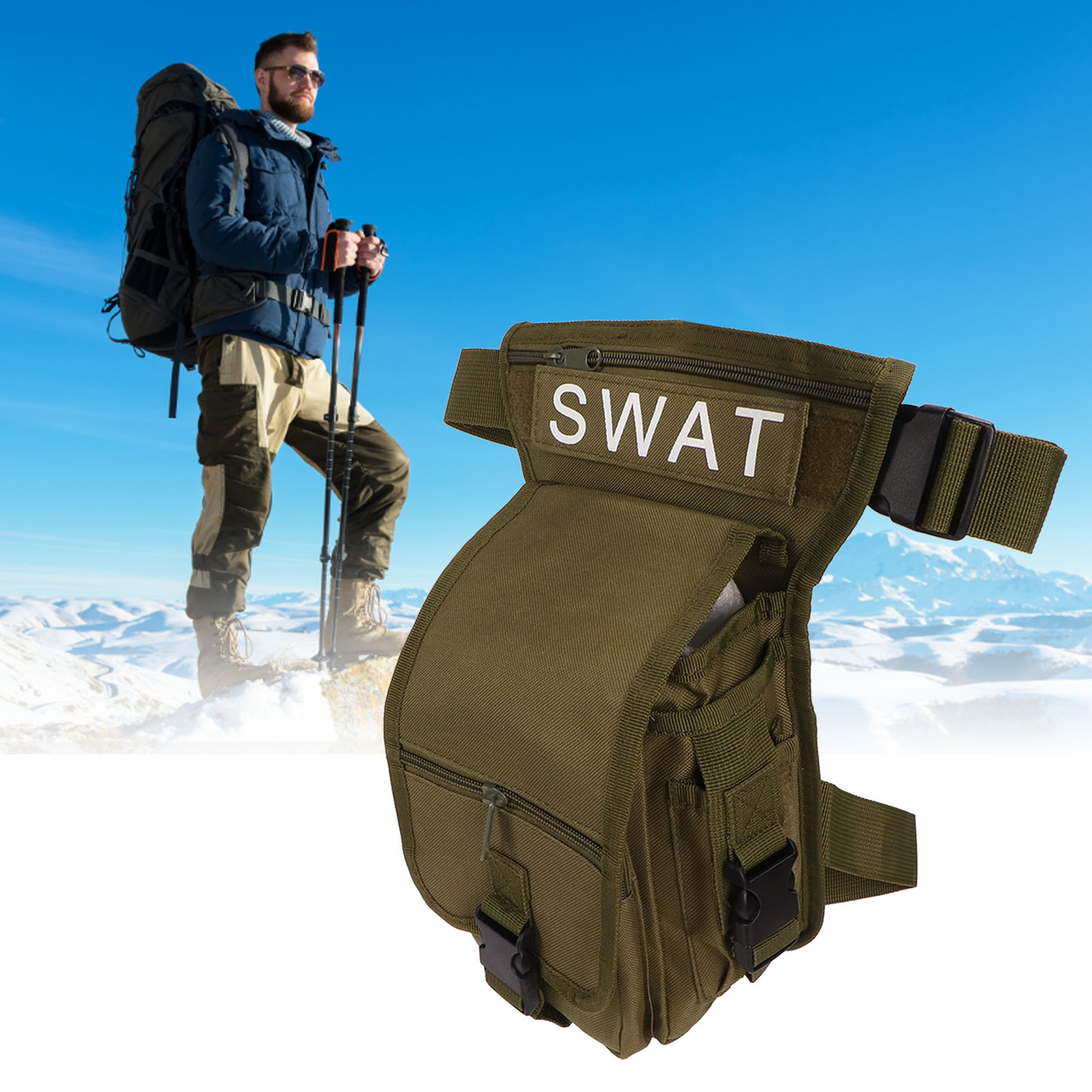 (OD Green)Utility Leg Pouches Oxford Fabric Waterproof Large Capacity ...