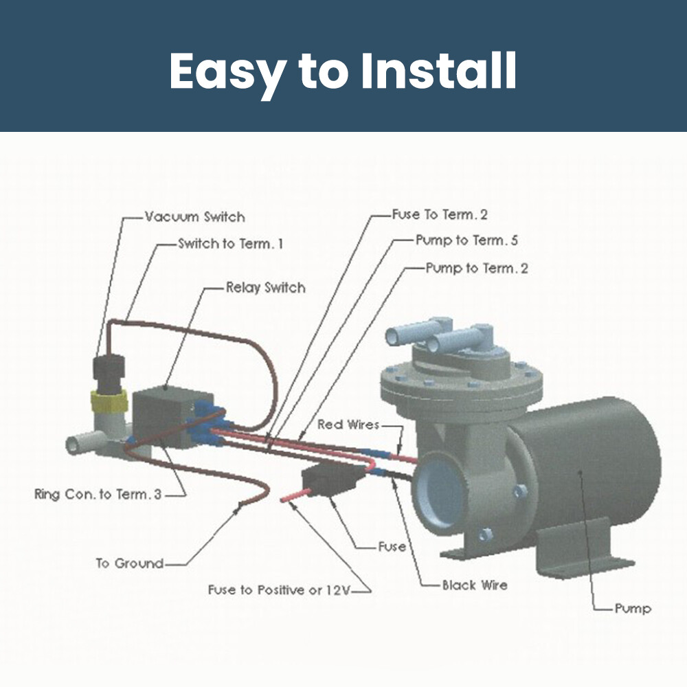 Brake Booster Electric Vacuum Pump Kit for Brake Systems 18" to 22" 12V ...