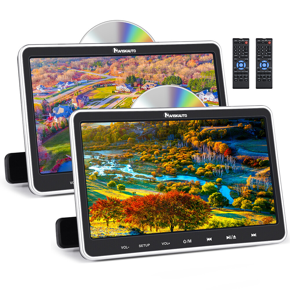 2 x 10.1" Screen Headrest DVD Player Car Monitor USB AV IN OUT HDMI ...