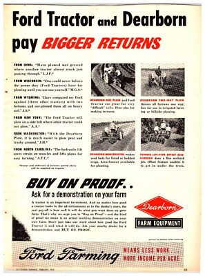 1950 Ford Tractors & Dearborn Equipment - Original Print Advertisement ...
