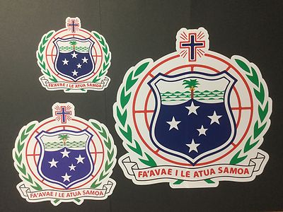 Samoa Flag Samoan Coat Of Arms Waterproof Car Sticker 3 Piece Sticker ...