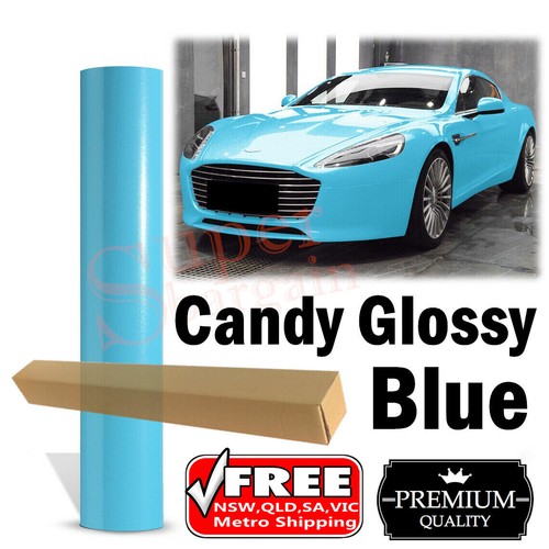 Candy Glossy Sky Blue Car Vinyl Wrap Vinyl Stickers Motor Bike Decals ...