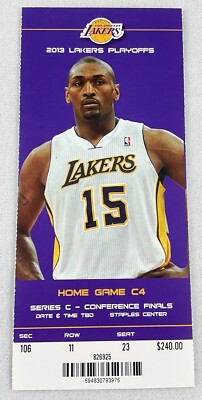 NBA 2013 Los Angeles Lakers Phantom Playoff Game C4 Ticket-World Peace ...