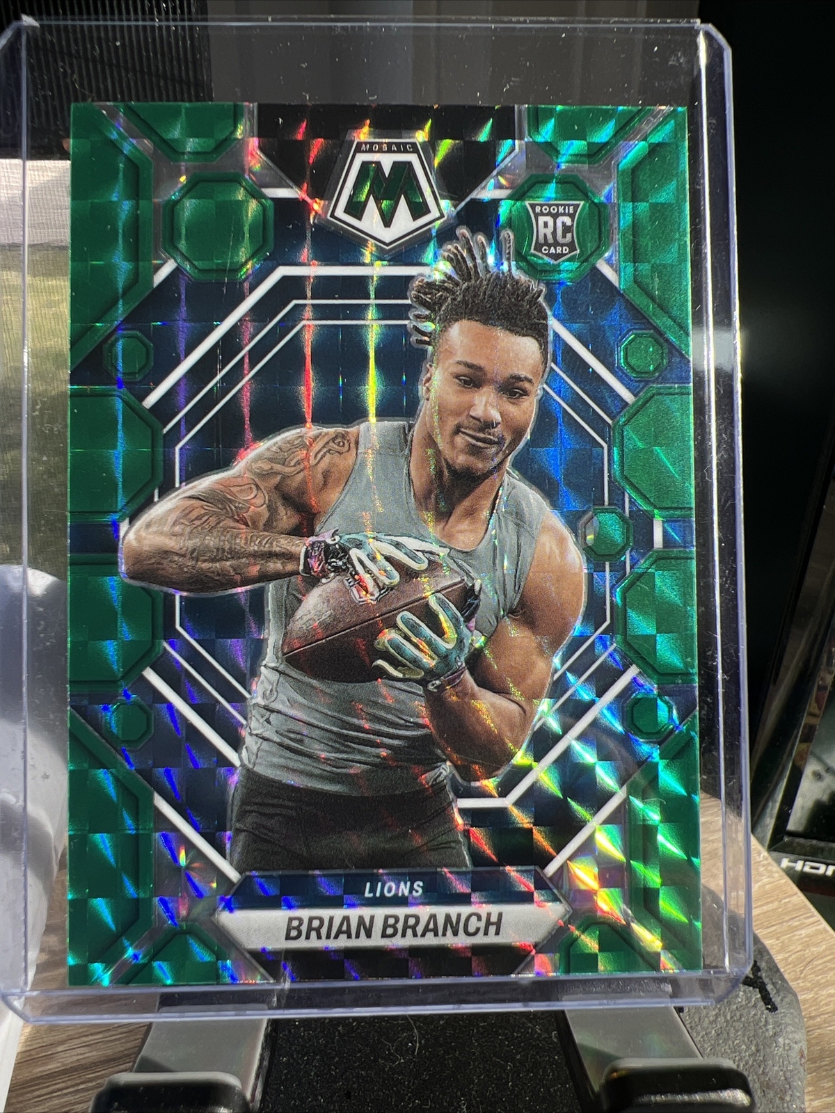 2023 Panini Mosaic Brian Branch #287 Green Prizm Parallel Rookie Card ...