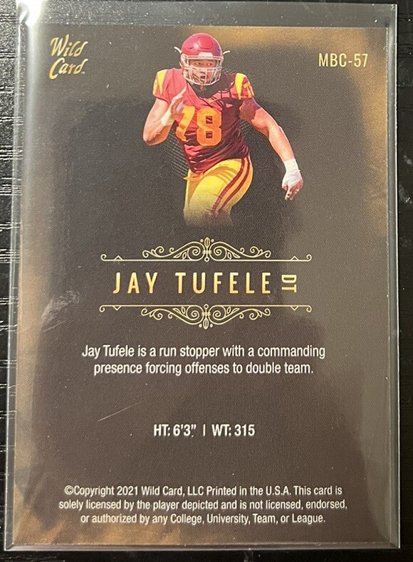2021 Wild Card Matte Premier Gold Jay Tufele #MBC-57 Cincinnati Bengals ...