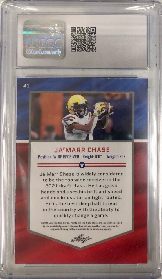 JA'MARR CHASE 2021 LEAF DRAFT ALL-AMERICAN CGC 8.5 NM 🏈🏈🏈 | eBay