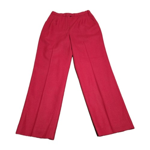 Pendleton Pants Women 10 Petite Red Wool Pleated Front Straight Leg ...