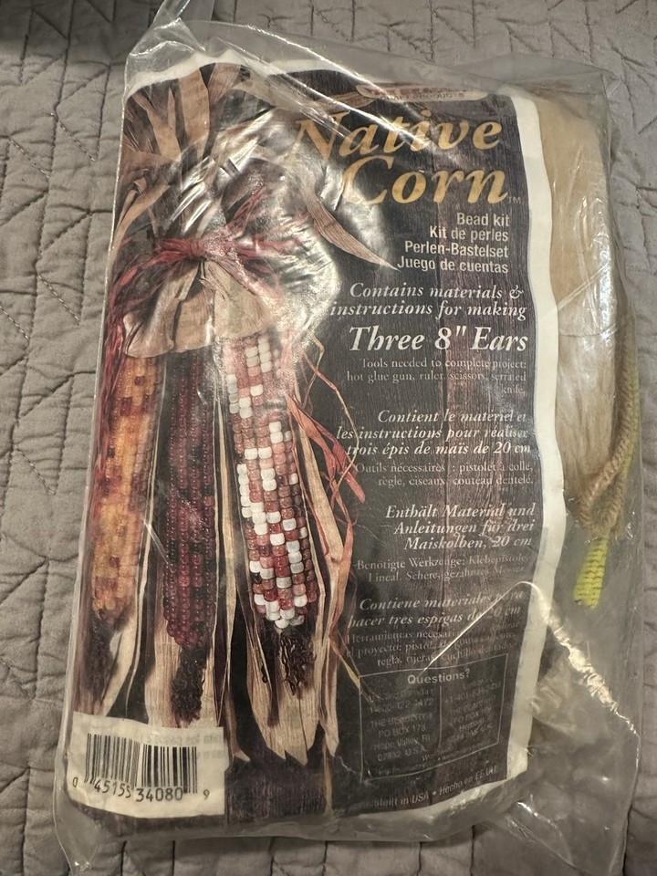 The Beadery Native Corn Bead Kit Craft Kit Sealed Vintage 8” Corn Ears ...