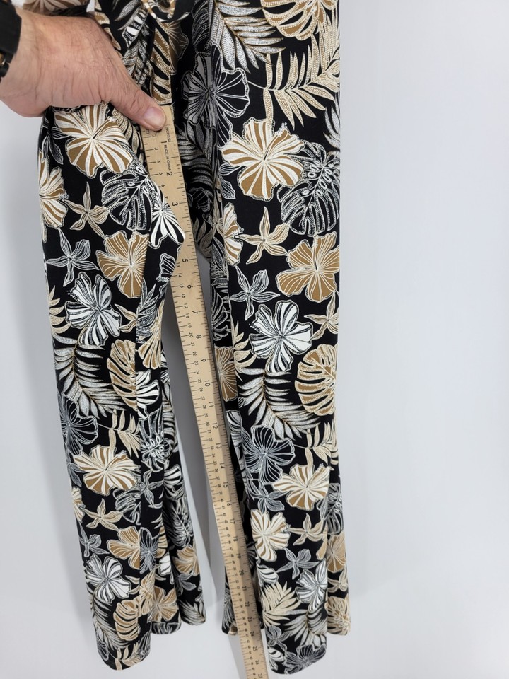 J Jill Jumpsuit Womens Large Petite Black Tan Floral Sleeveless Boho ...