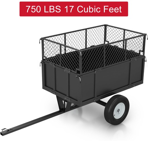 750lbs 17 Cubic Feet Utility Lawn Mower Trailer ATV Dump Trailers Pull ...