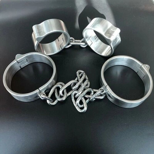 Heavy Duty Handcuffs Ankle Cuffs Bondage Neck Collar Stainless Steel ...