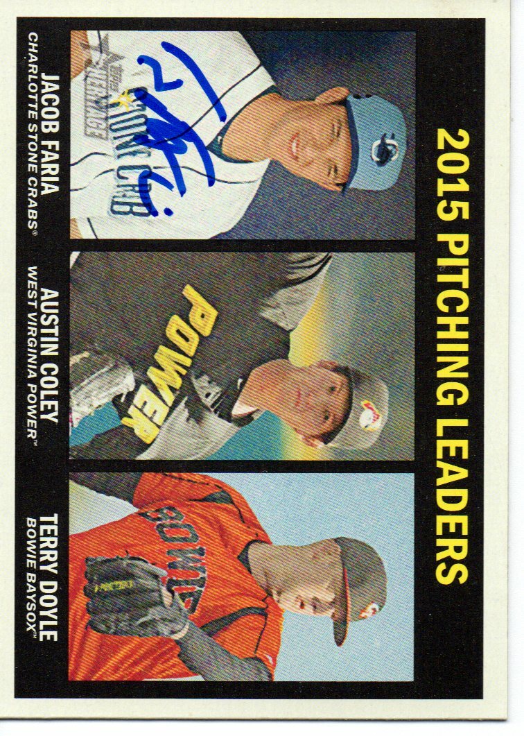 Jacob Faria 2016 Topps Heritage Minors Pitching Leaders Autographed ...