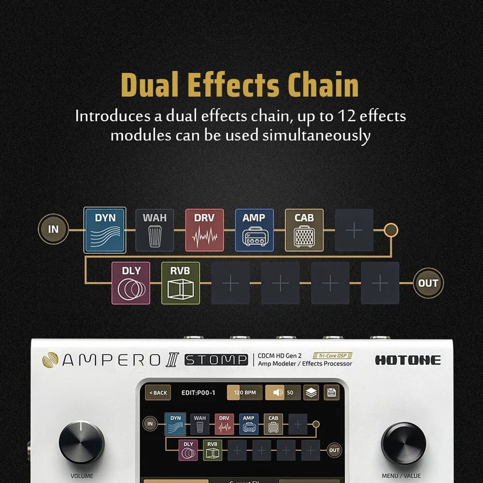 HOTONE Ampero II STOMP MP-300 Multi-effects Processor CDCM HD Effects ...
