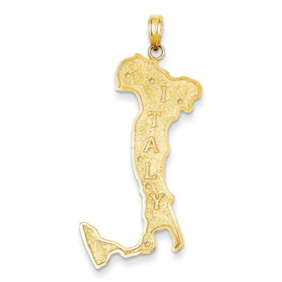 14K Yellow Gold Polished and Textured Around The World Large Italy Map ...