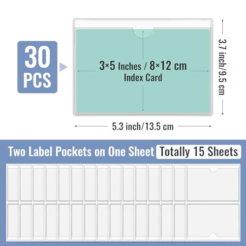 Clear Adhesive Pockets 3"x5" Index Card Pockets Sleeves Self Adhesive ...