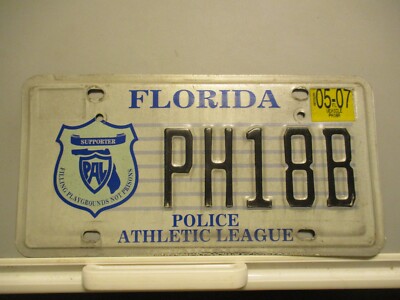 STATE FLORIDA OBSOLETE 2007 POLICE ATHLETIC LEAGUE LICENSE PLATE PAL ...