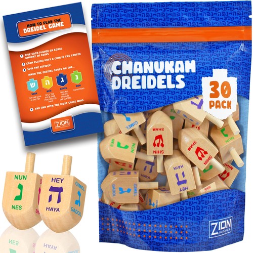 Zion Judaica Wood Dreidels Medium Sized Bulk Pack Wooden Hanukkah ...