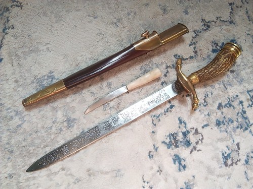 German hunting dagger with small knife Gott mit Uns | eBay