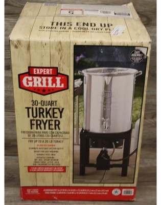 NEW 30qt Turkey Fryer 38000BTU Cast Iron Burner Auto Shutoff Timer | eBay