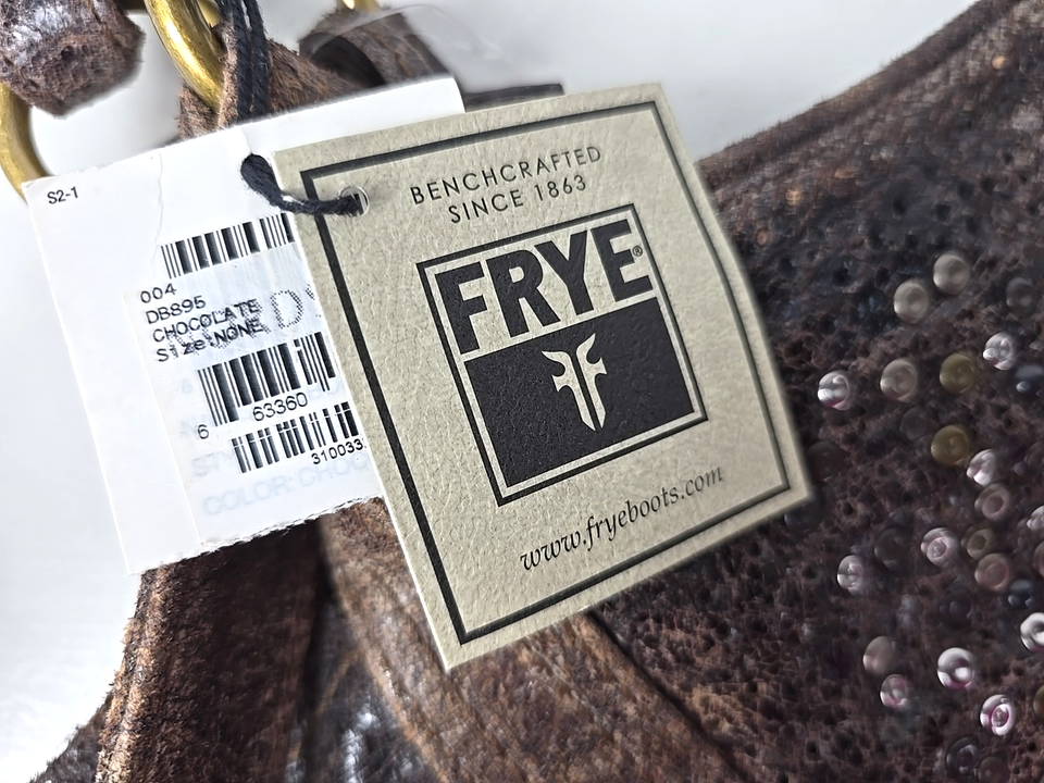 NWT - Frye DEBORAH Chocolate Brown Leather Studded Shoulder Satchel ...