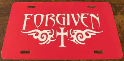 FORGIVEN Booster License Plate Spiritual Church Faith Faithful Disciple ...