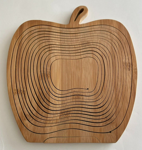 Apple Shaped Folding Collapsible Wooden Basket & Trivet | eBay