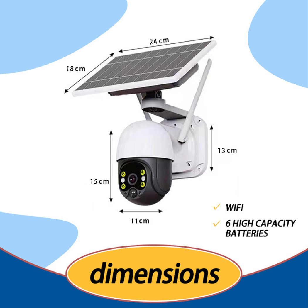 Outdoor Solar Security IP Camera Battery Powered Wireless WiFi CCTV PTZ ...