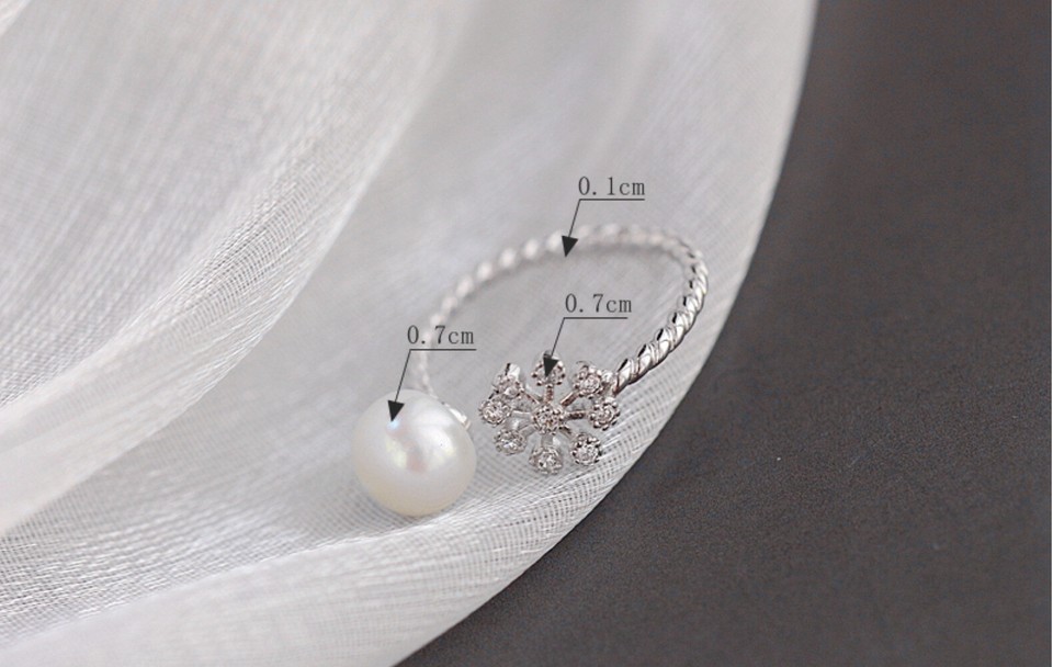 B06 Ring with Pearl and Star Sterling Silver 925 Adjustable Size | eBay