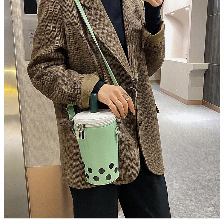 Cute Cartoon Boba Milk Tea Shoulder Bag Boba Tea Handbag w/ straw ...