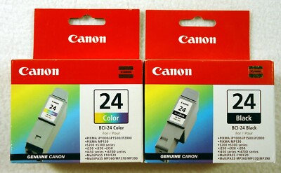 Canon 24 Ink Cartridges Color Black Lot of 2 Printer Genuine Sealed | eBay