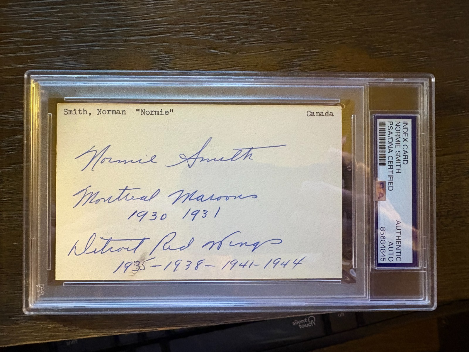 Normie Smith Detroit Red Wings Montreal Maroons signed autograph 3x5 ...
