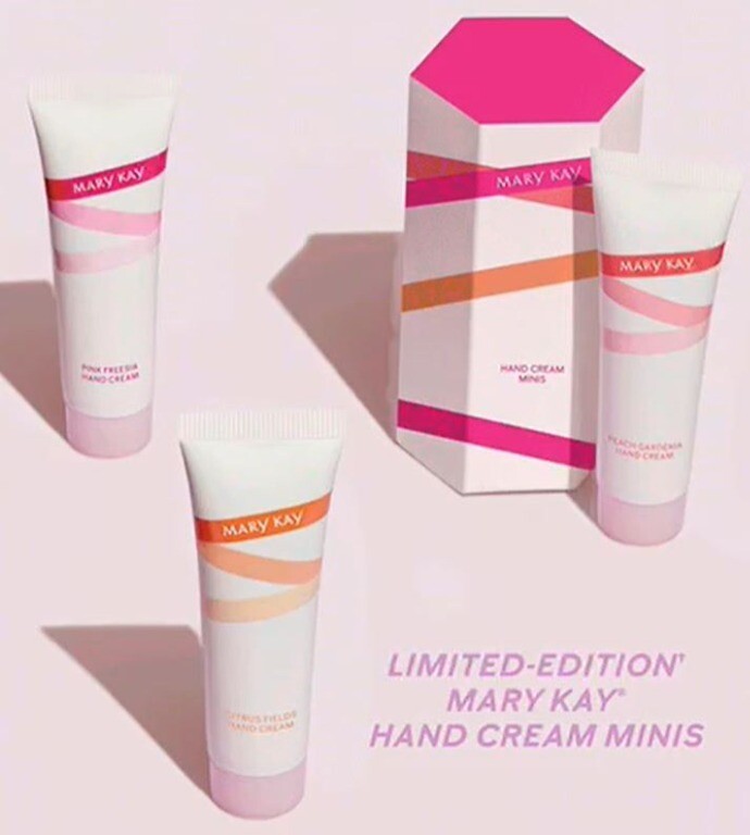 MARY KAY HAND CREAM MINIS~SET OF 3~PINK FREESIA, PEACH GARDENIA ...