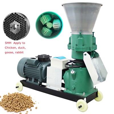 220V 3-Roller 5mm Plates Farm Feed Pellet Mill Machine Pelletizer ...