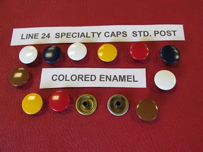 24 Line COLORED ENAMEL STD. CAPS 10pcs. leather snap caps USA DOT Solid ...