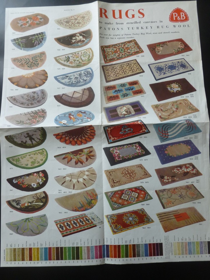 RUGS to make from stencilled canvases in Patons Turkey Rug Wool (1955 ...