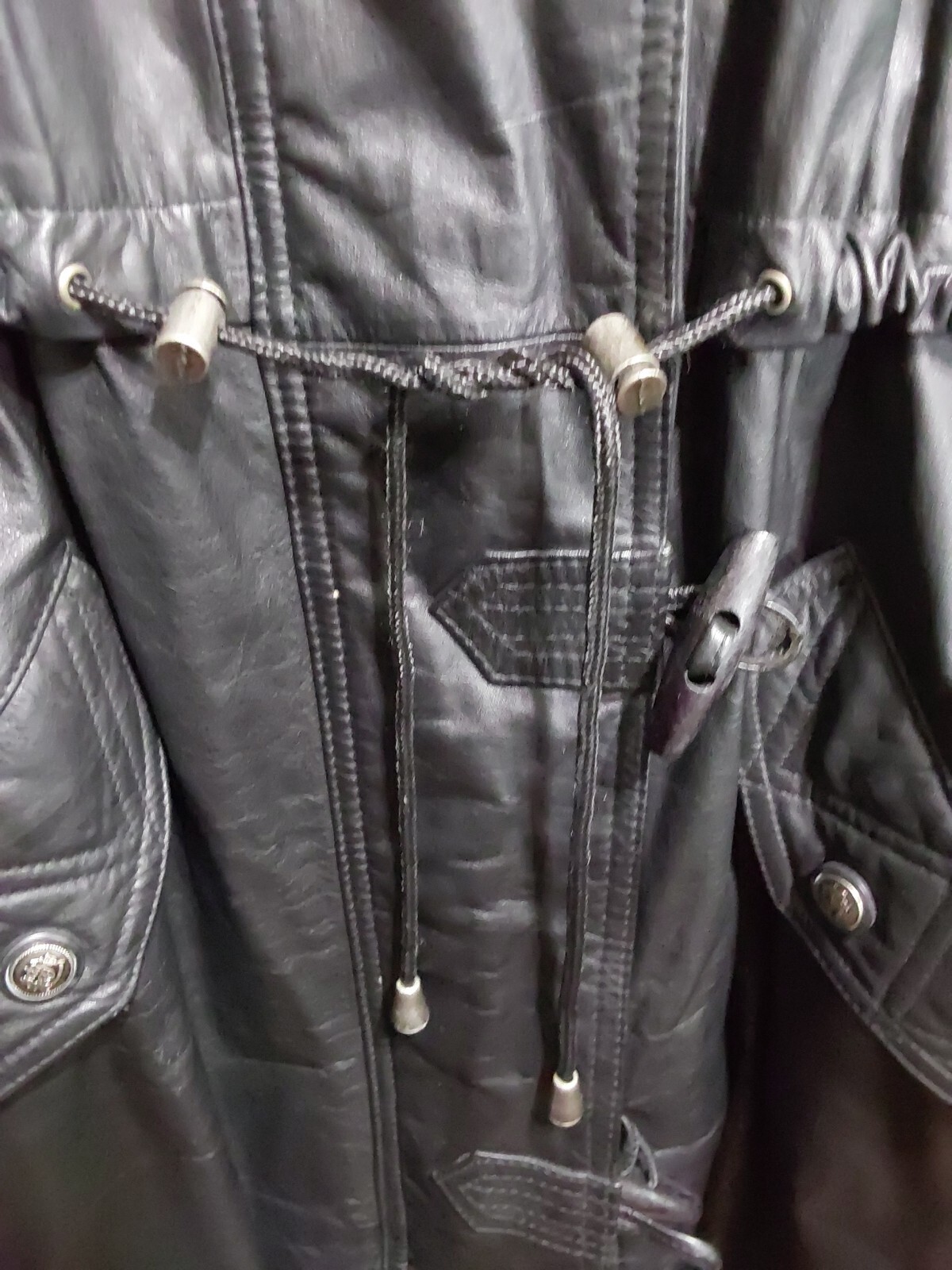 G-III Global Identity Coat Collared Blk Leather long … - Gem