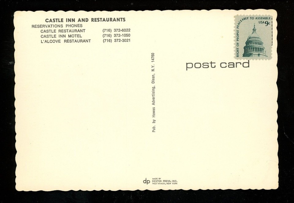 Restaurant postcard New York NY Olean, Castle Inn L'Alcove Restaurant ...