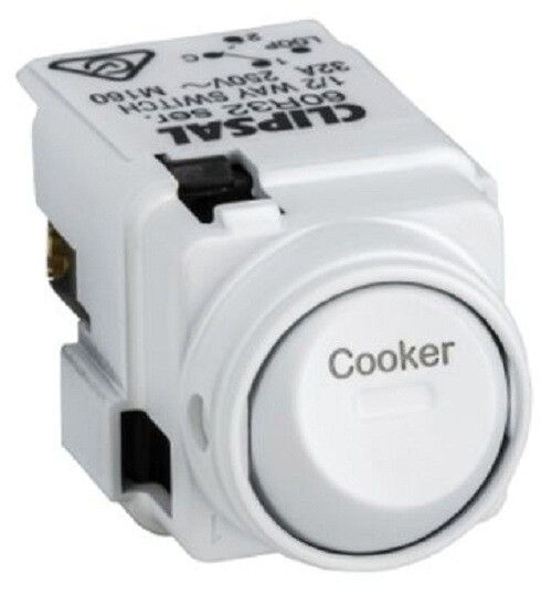 Clipsal SWITCH MECHANISM ASSEMBLY 32A 250V Marked COOKER, Zen White ...